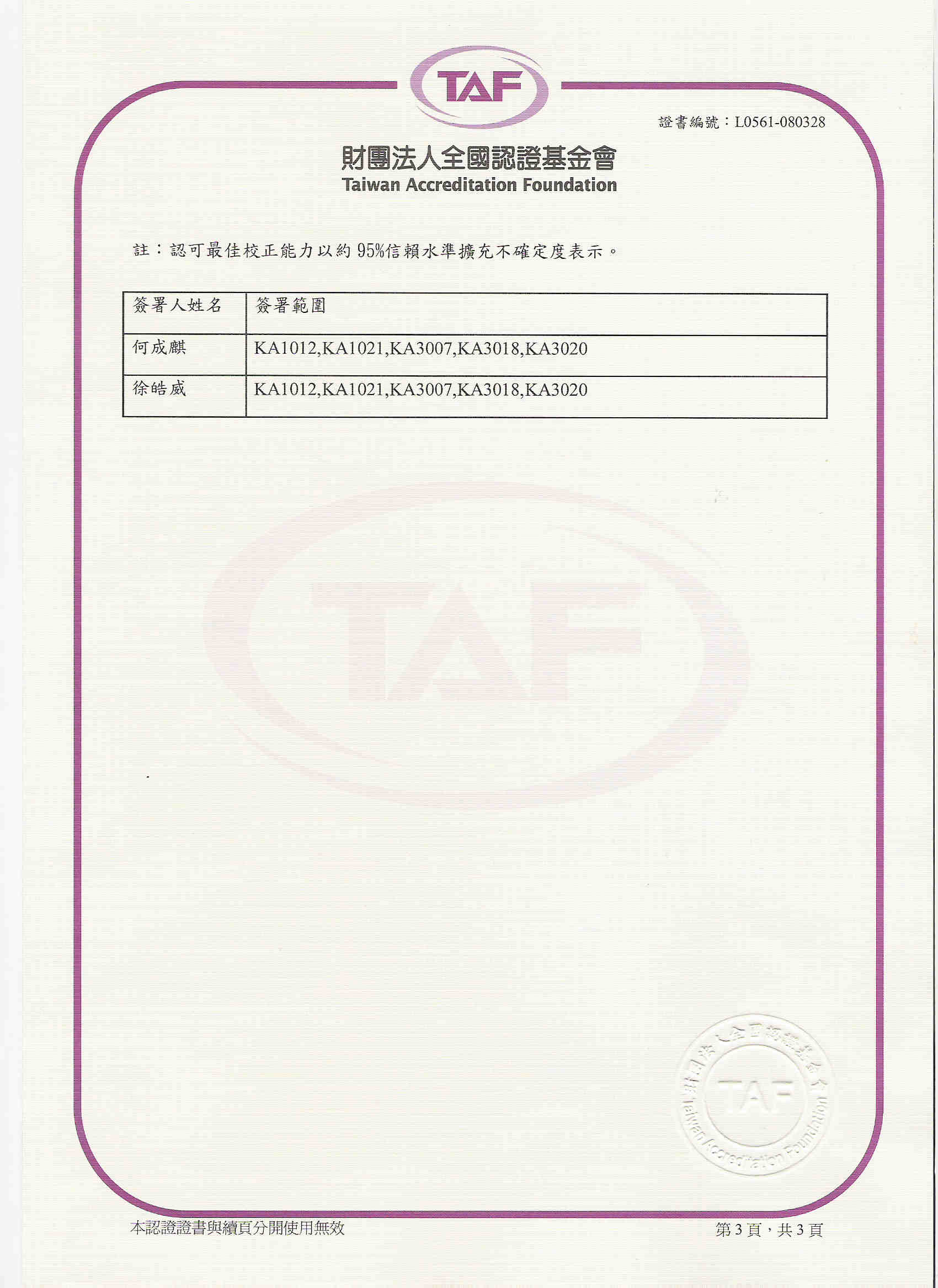 TAF校正校驗｜TAF長度實驗室 - 名興儀器